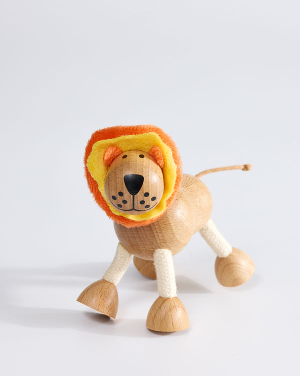 Eco Wooden and Fabric Toy: Playful Lion for Imaginative Adventure – Anamalz